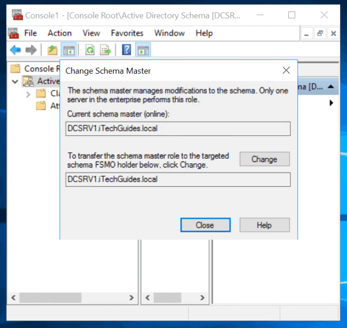Transfer Schema Master Role With MMC or NTDSUTIL | Itechguides.com