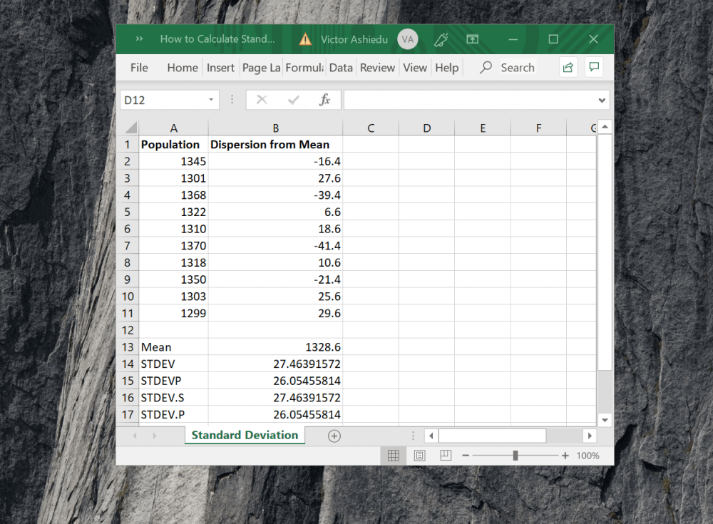 How To Calculate Standard Deviation In Excel