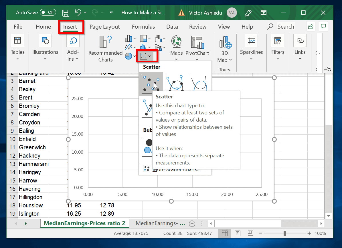 How to Make a Scatter Plot in Excel | Itechguides.com