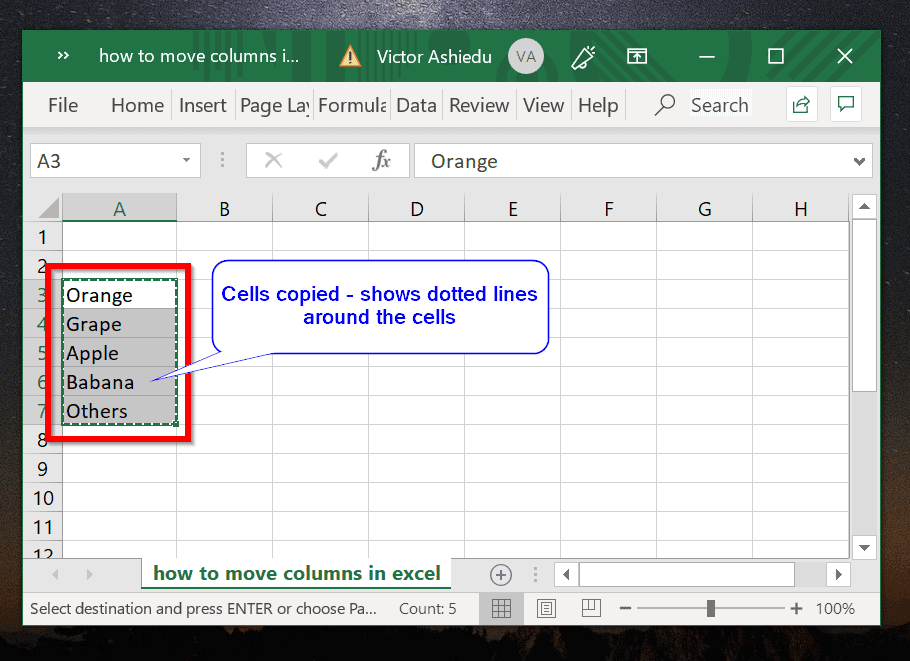Moving Columns In Excel Table Passlsm