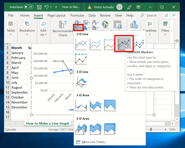 How to Make a Line Graph in Excel | Itechguides.com