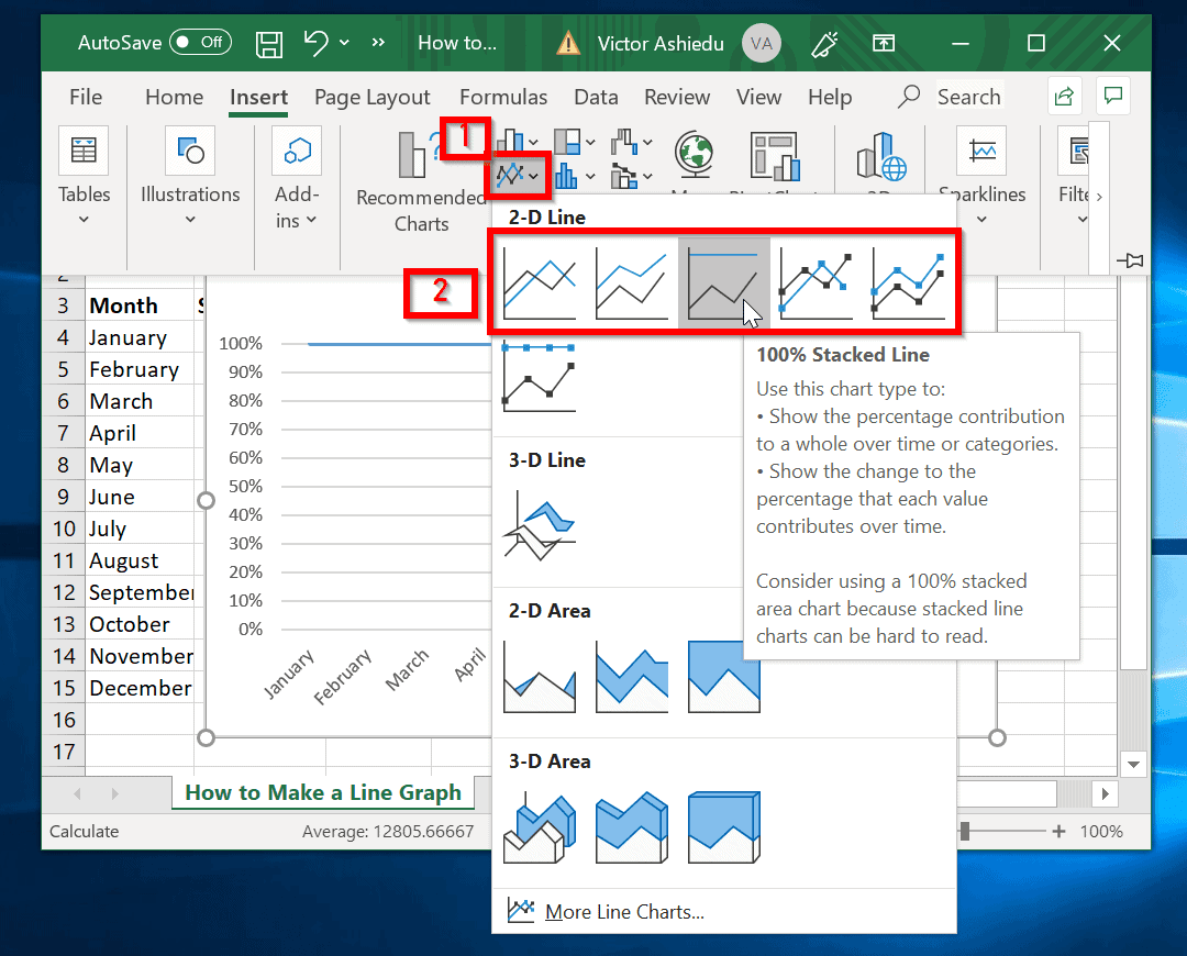 How to Make a Line Graph in Excel | Itechguides.com