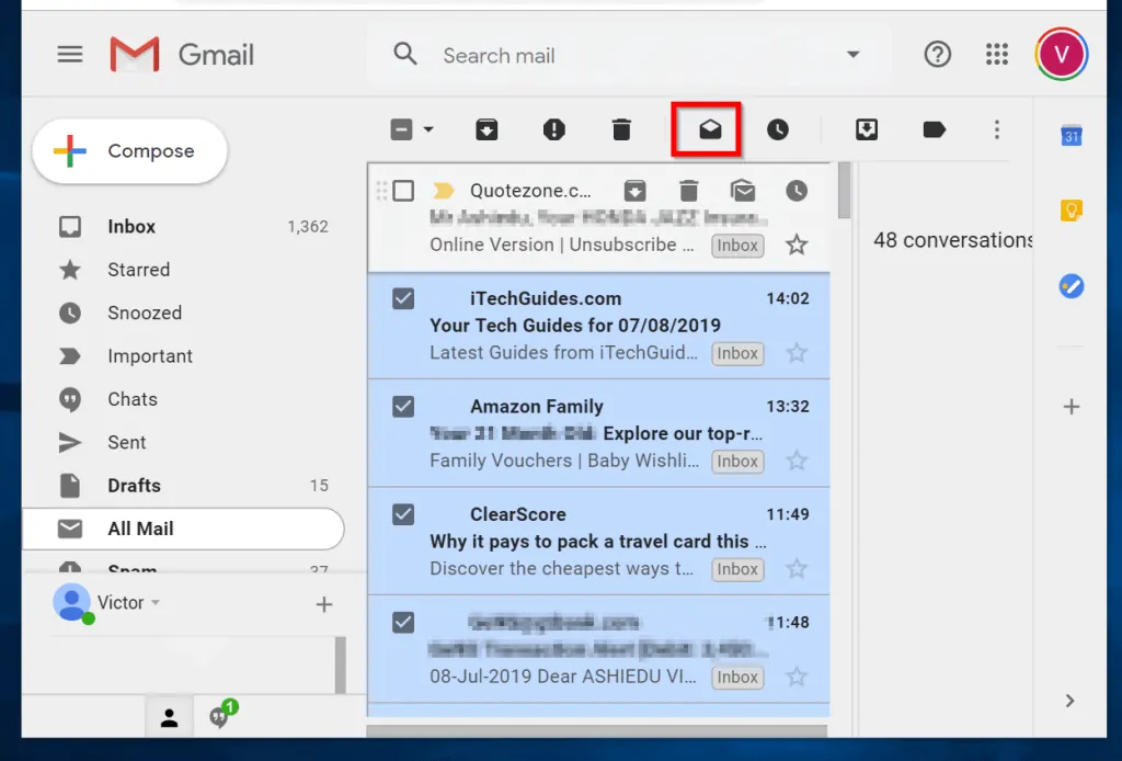 How to Mark All Emails as Read in Gmail - Itechguides