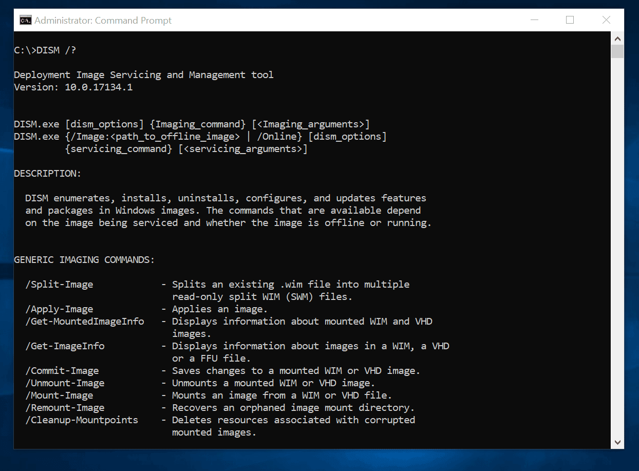 Dism Help Command