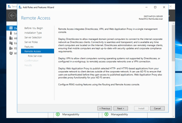 Routing and Remote Access Windows Server 2016: Install Remote Access