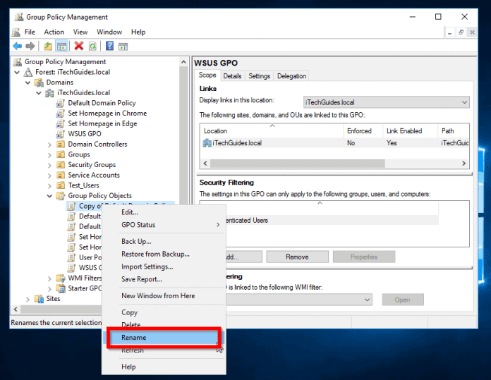 Group Policy Windows Updates Server 2016: Configure GPO for WSUS