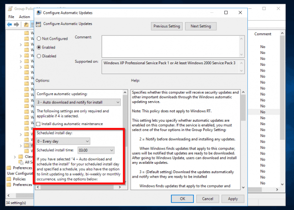Group Policy Windows Updates Server 2016: Configure GPO for WSUS