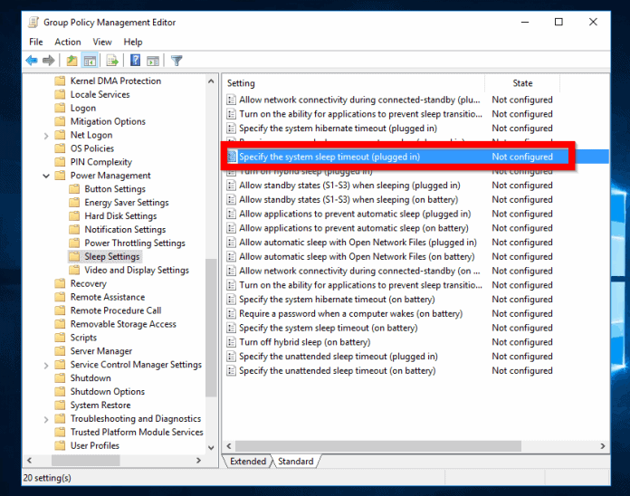 Windows Server 2016 Lock Screen Timeout: Set from Desktop or GPO