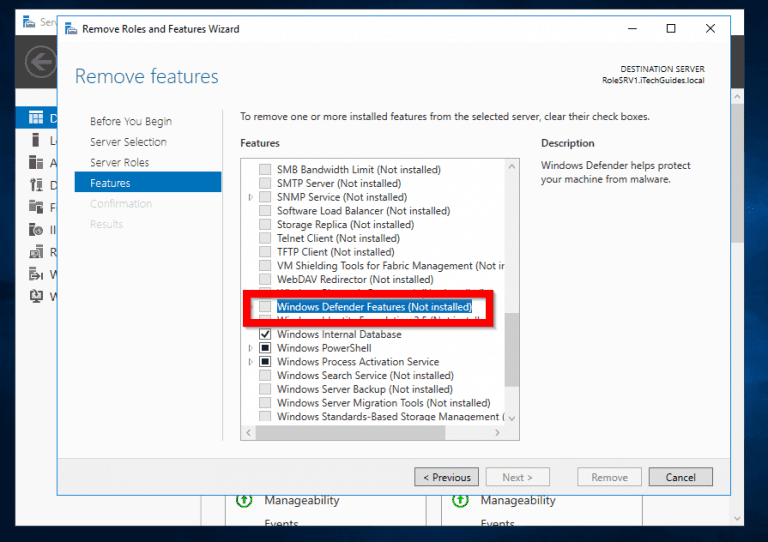 Disable Windows Defender Server 2016 | Itechguides.com