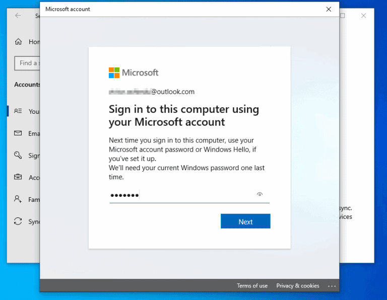 Sign in With a Microsoft Account: Sign into Windows 10 with a MS Account