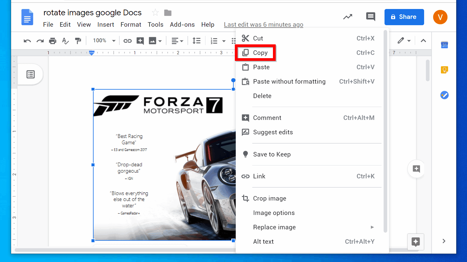 How to Rotate an Image in Google Docs | Itechguides.com