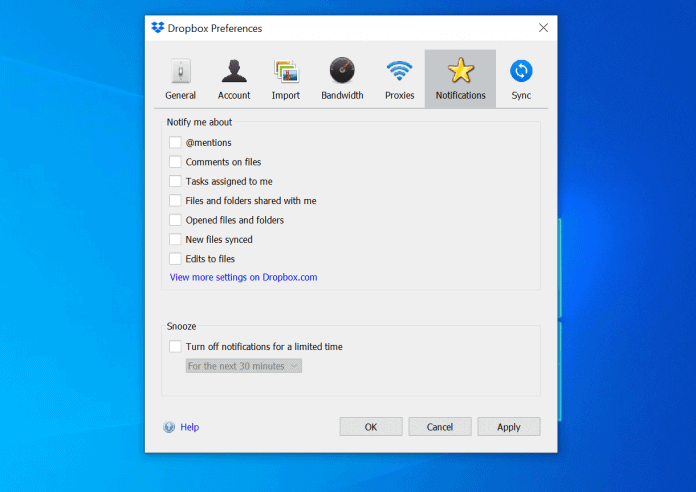 How to Stop Dropbox Notifications in Windows 10 and Dropbox.com