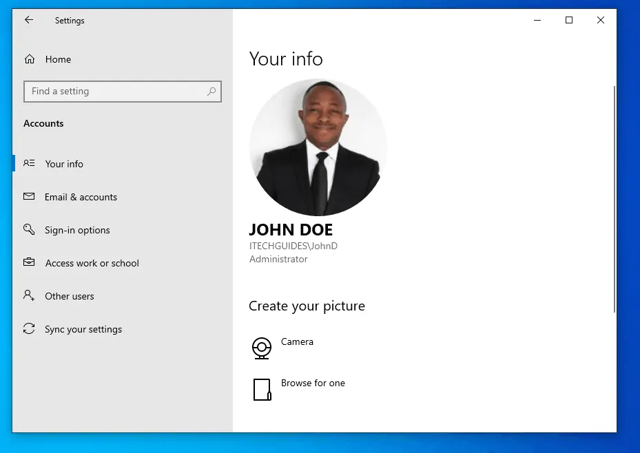 How to Change Account Picture in Windows 10 (2 Methods) - Itechguides