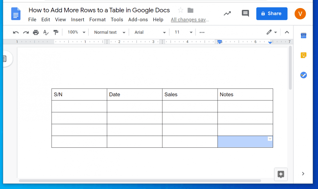How to Add More Rows to a Table in Word and Google Docs