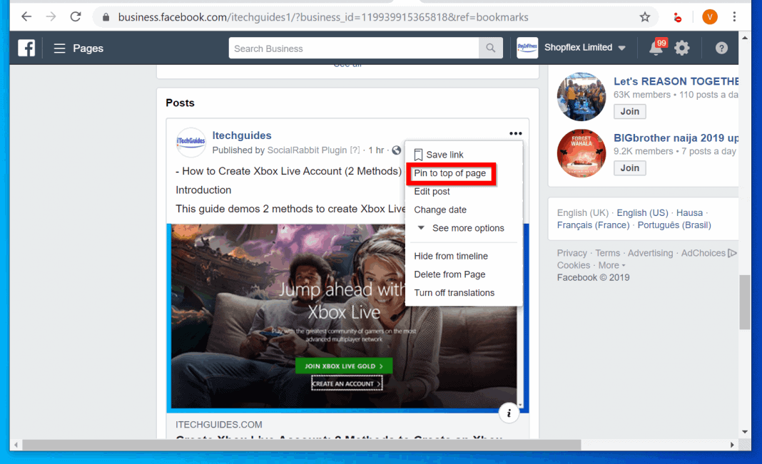 How to Pin a Post on Facebook from Desktop or Mobile Phone