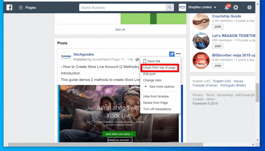 How to Pin a Post on Facebook - Itechguides