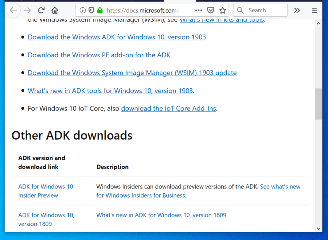 Windows ADK for Windows 10: Download and Install