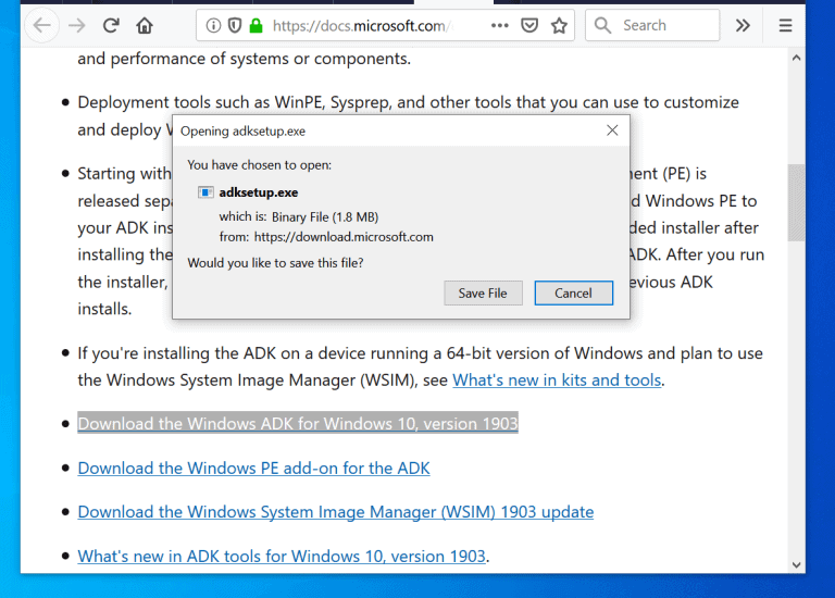 Windows ADK for Windows 10: Download and Install