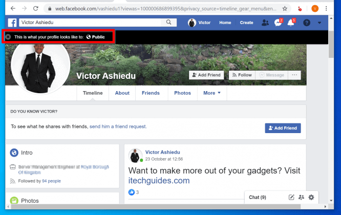 How to View As on Facebook - Itechguides