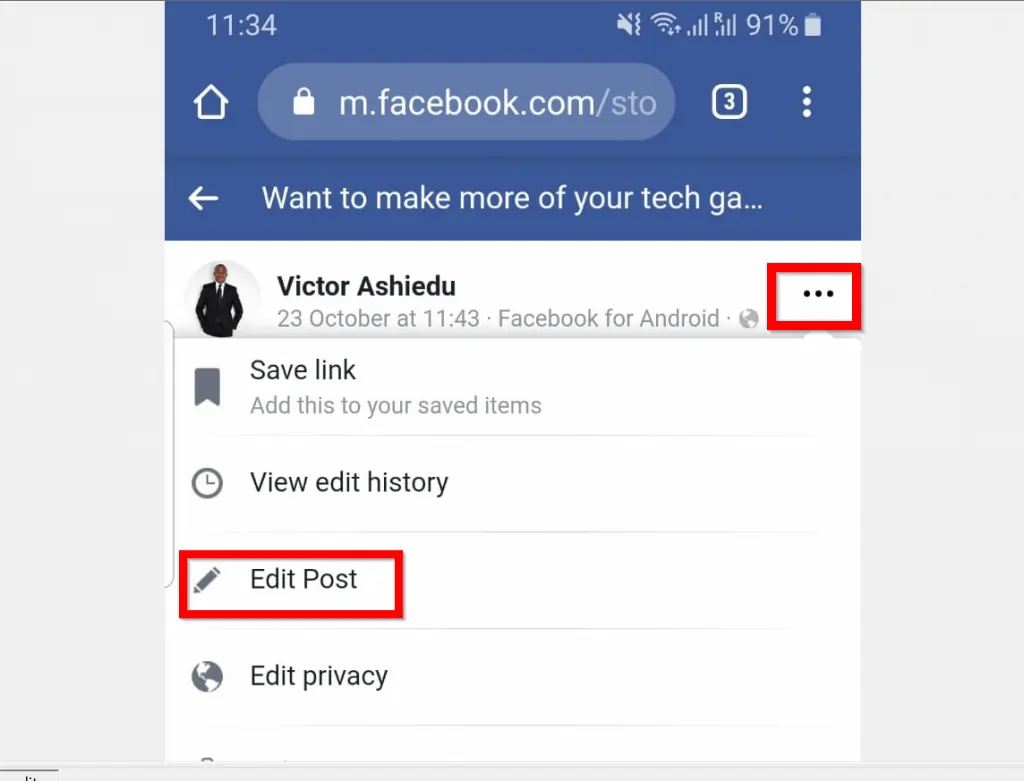 How to Edit a Post on Facebook - Itechguides