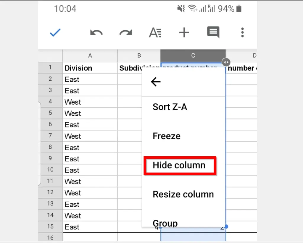 How to Hide Columns in Google Sheets - Itechguides
