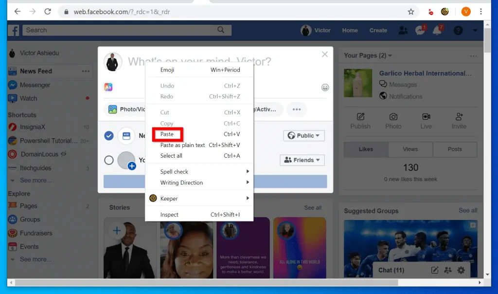 How to Copy and Paste on Facebook - Itechguides