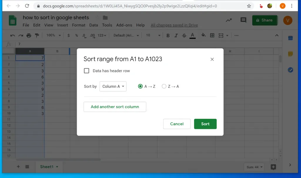 How to Sort in Google Sheets - Itechguides