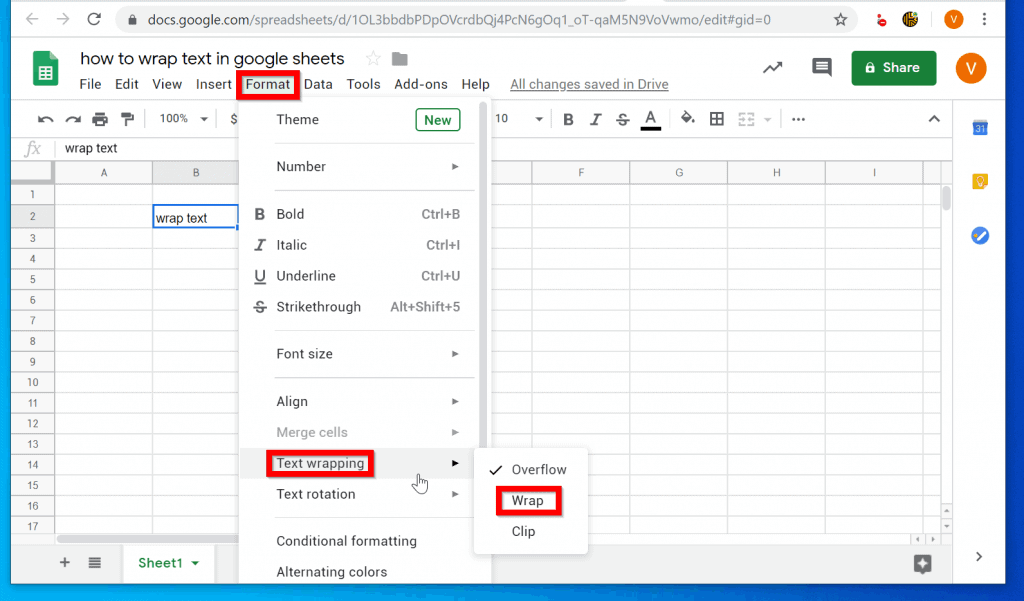 How To Wrap Text In Google Sheets from A PC Or The Apps 