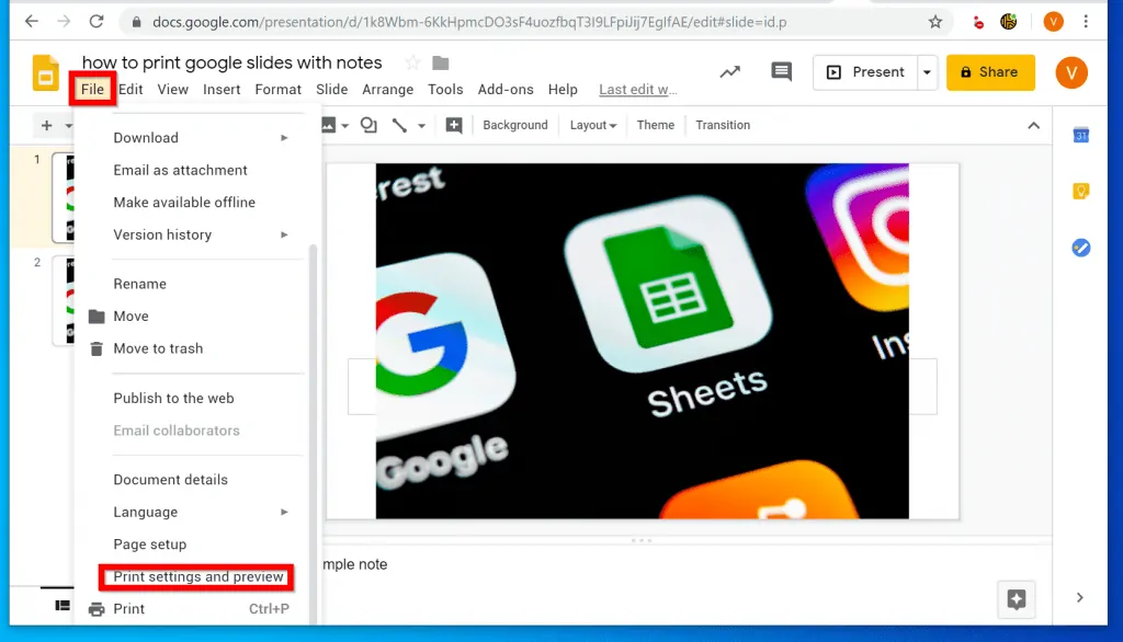 How to Print Google Slides with Notes - Itechguides