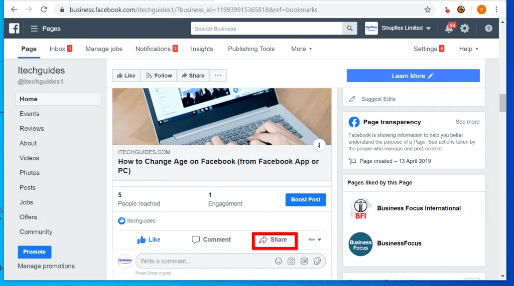 How to Repost on Facebook - Itechguides