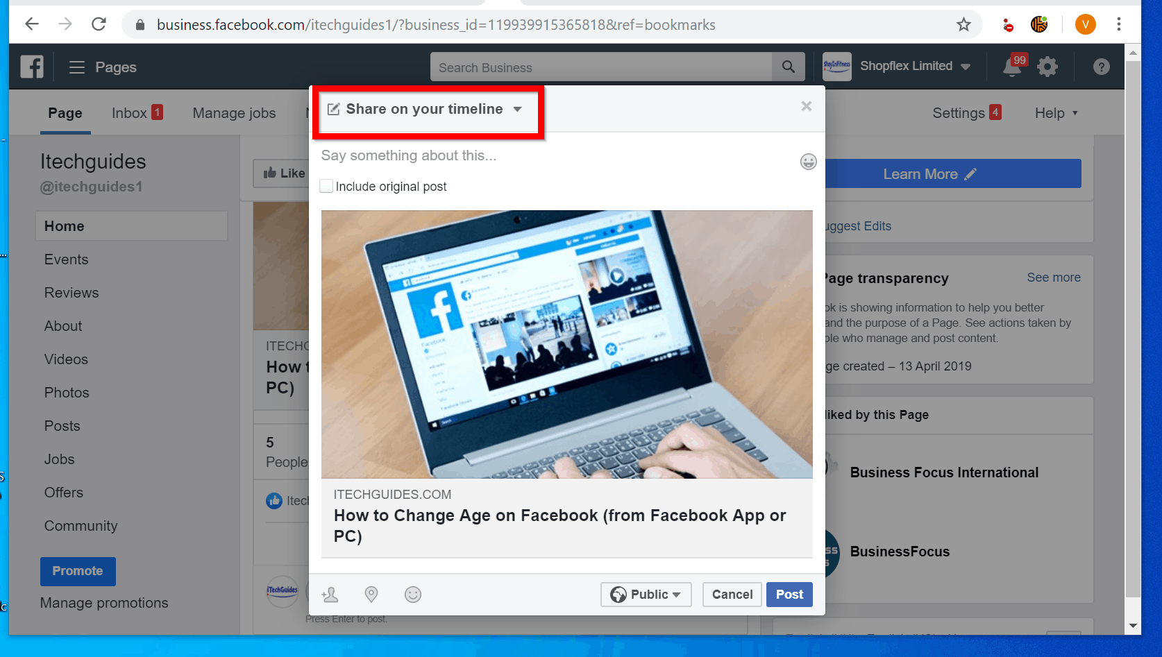 How to Repost on Facebook - Itechguides