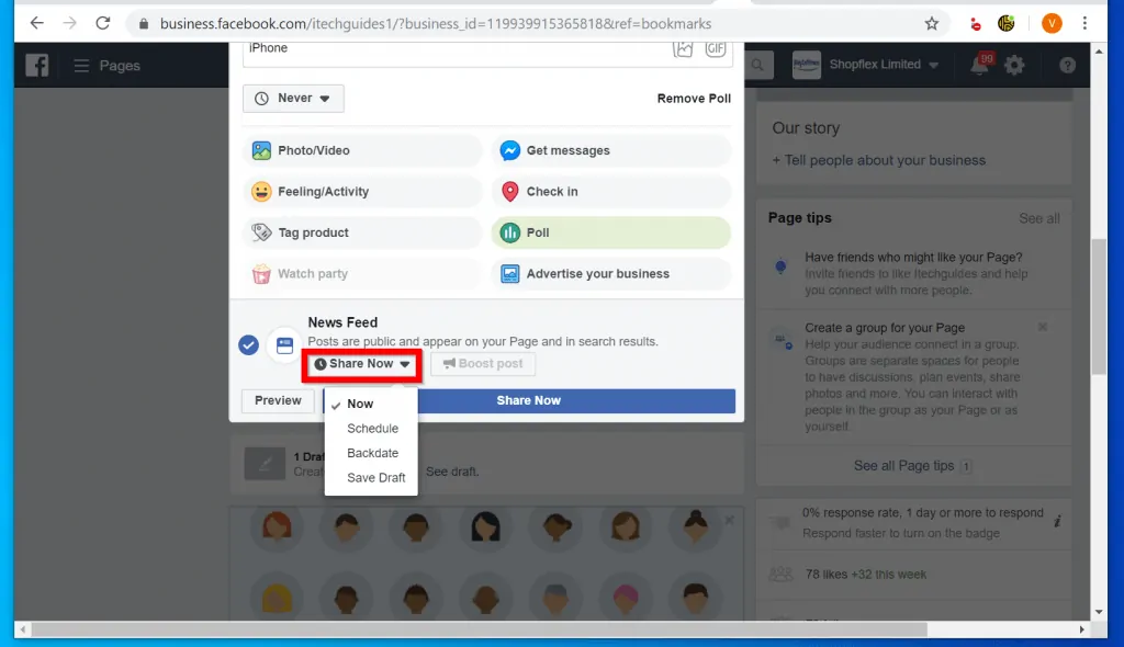 How to Create a Poll on Facebook - Itechguides