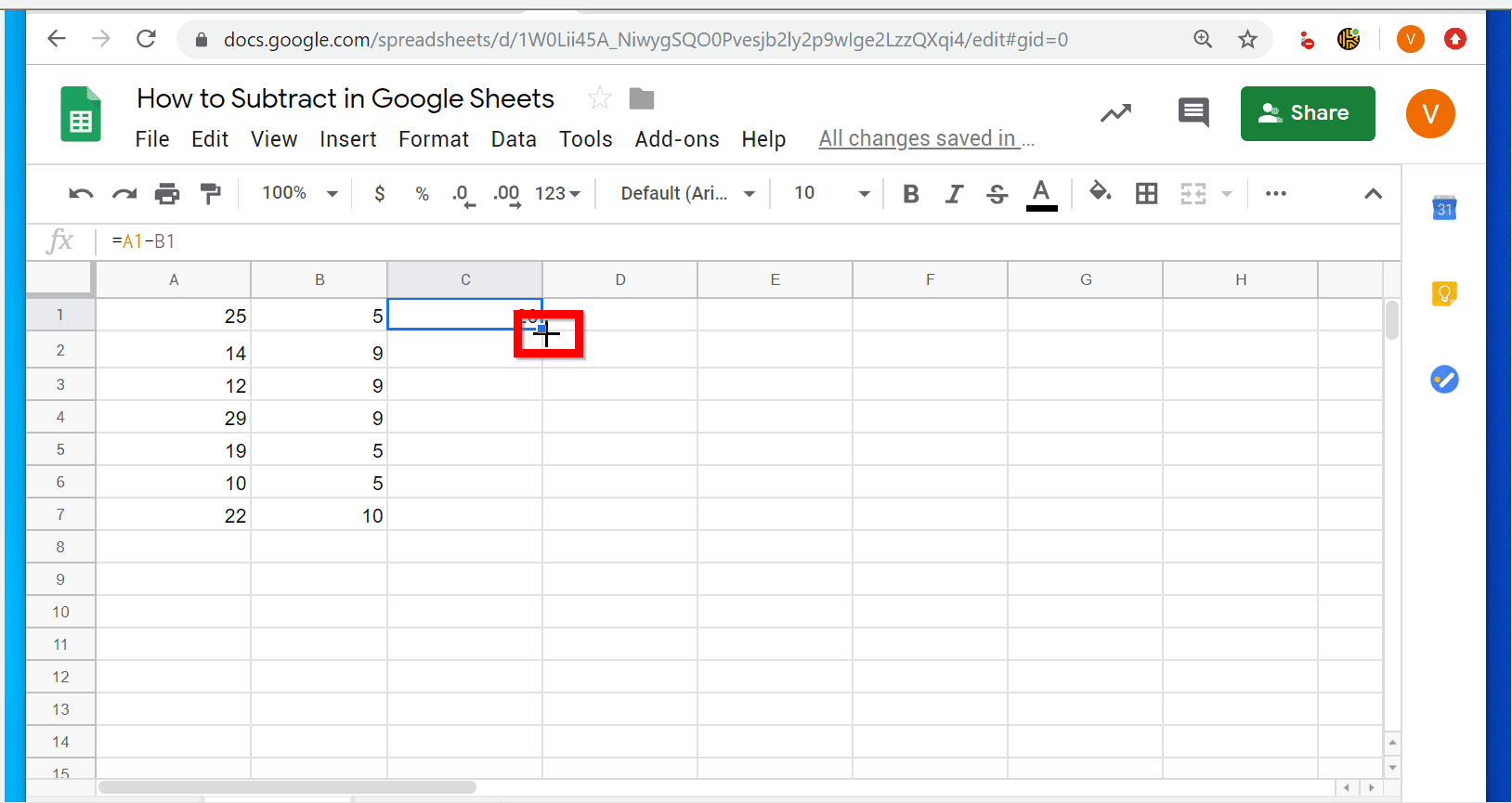 How to Subtract in Google Sheets (PC or Google Sheets App)