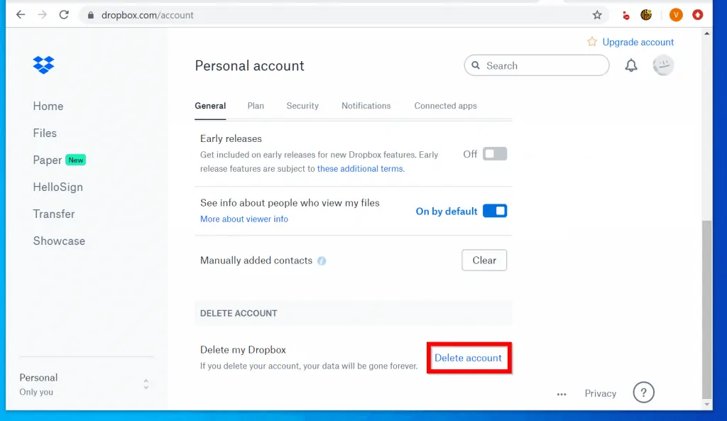How to Delete Dropbox Account - Itechguides
