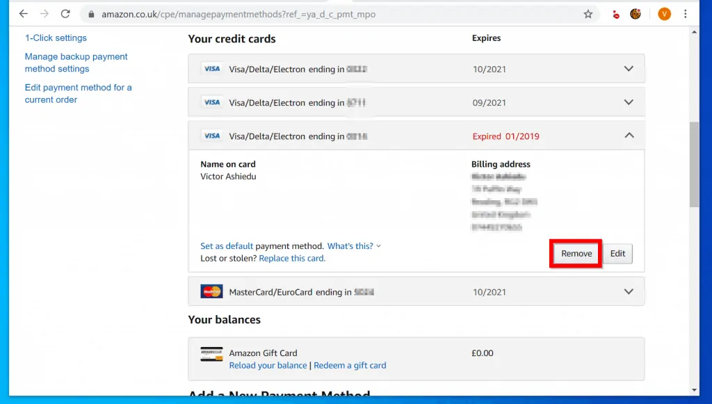 How to Remove Credit Card from Amazon - Itechguides
