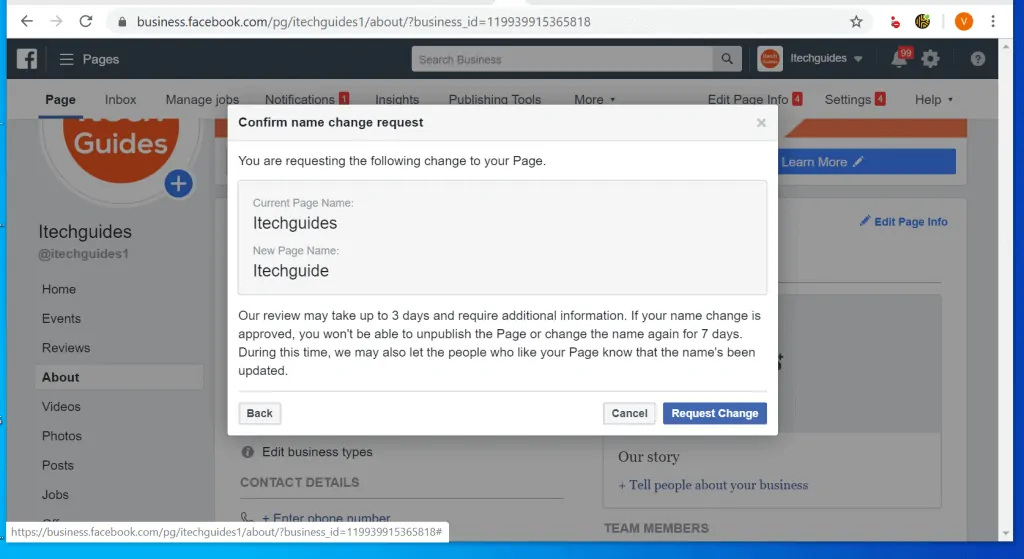 How to Change Business Name on Facebook - Itechguides
