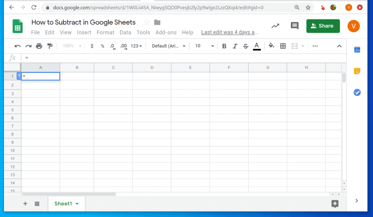 How to Subtract in Google Sheets (PC or Google Sheets App)
