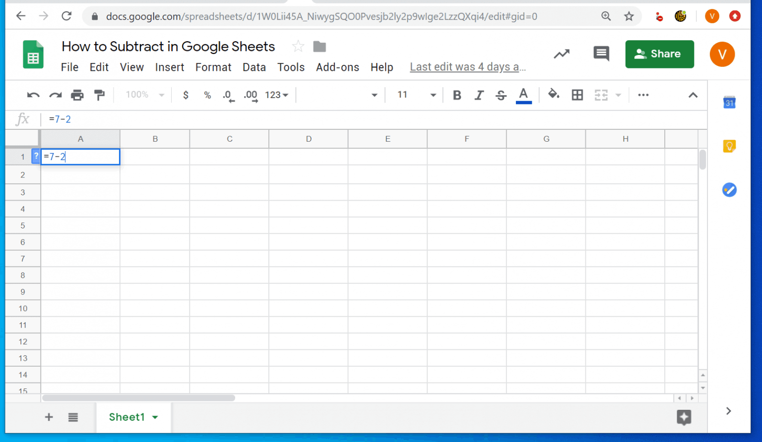 How to Subtract in Google Sheets (PC or Google Sheets App)