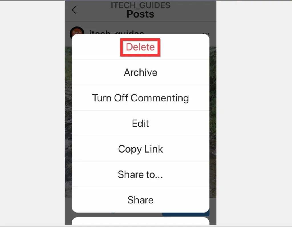 How to Delete Instagram Post - Itechguides How to Delete Instagram Post - Itechguides