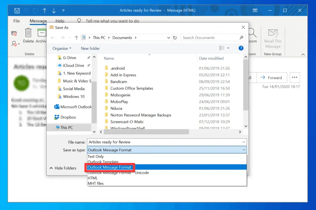 How to Attach an Email in Outlook App (Windows, Android, iOS) - Itechguides
