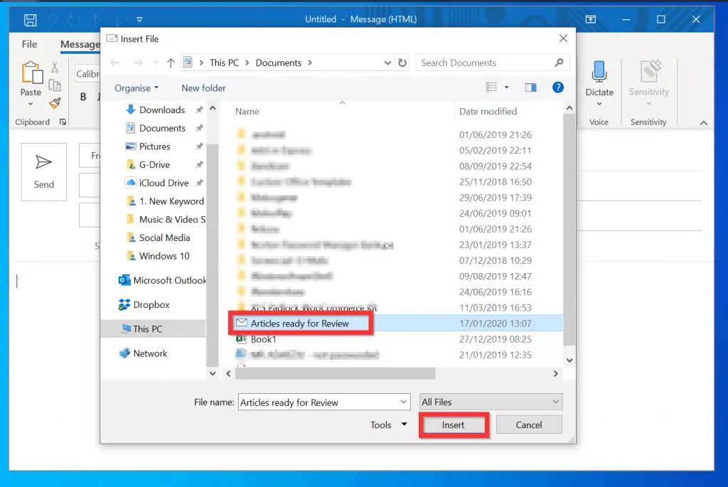 How to Attach an Email in Outlook App (Windows, Android, iOS) - Itechguides