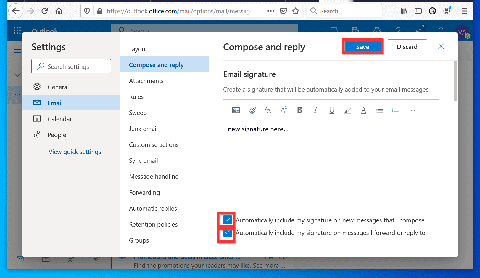 How to add signature in outlook on browser - lahaacme