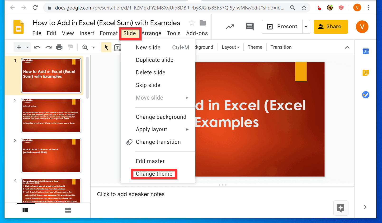 How to Change Theme Colors in Google Slides - Itechguides