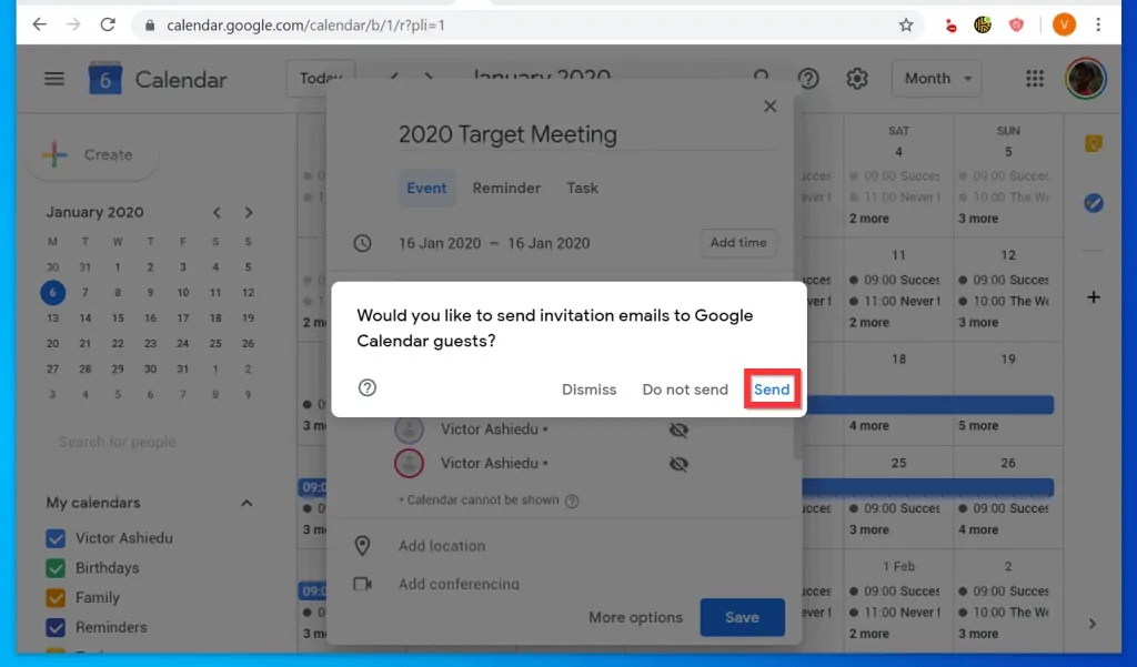 How to Send a Google Calendar Invite - Itechguides