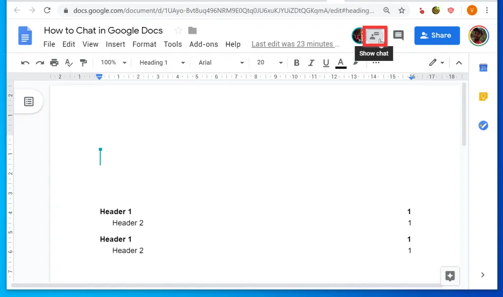 How to Chat in Google Docs - Itechguides