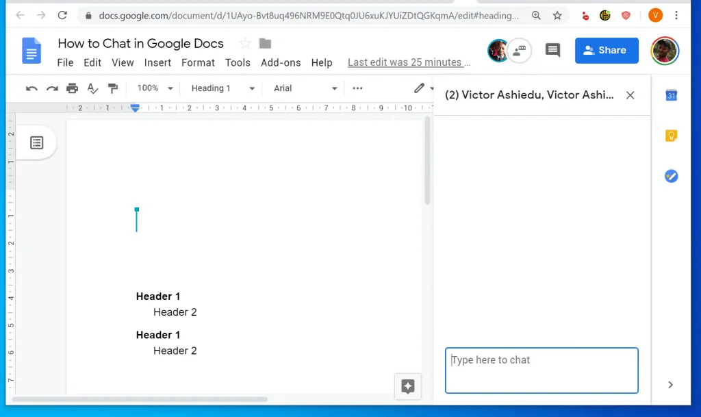 How to Chat in Google Docs - Itechguides