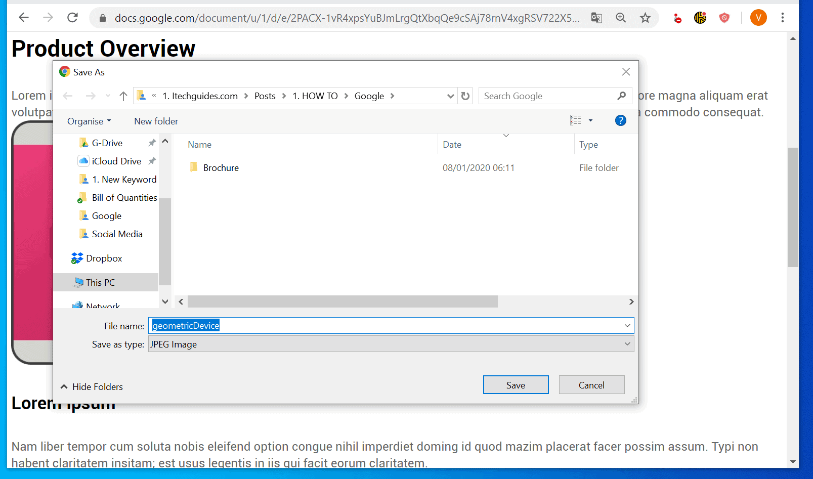 How to Save an Image from Google Docs - Itechguides