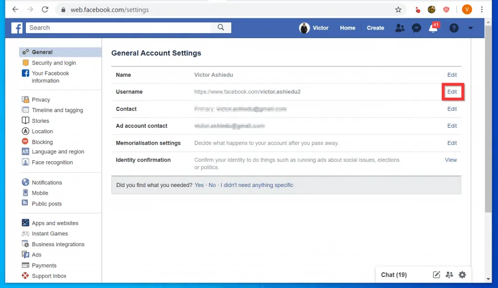 How to Change Facebook URL - Itechguides