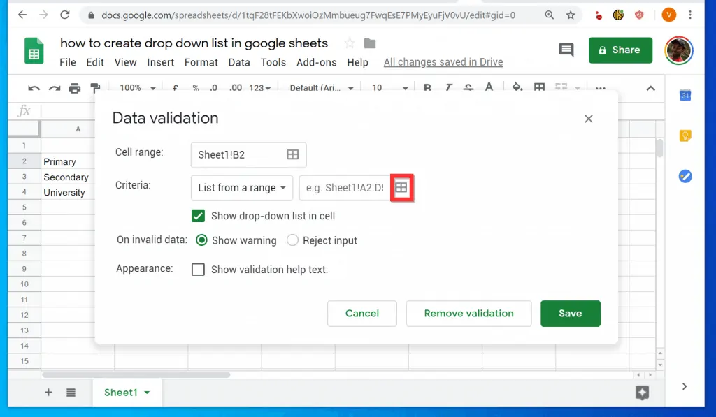 How to Create Drop Down List in Google Sheets - Itechguides