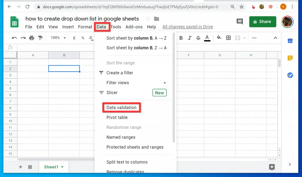 How to Create Drop Down List in Google Sheets - Itechguides